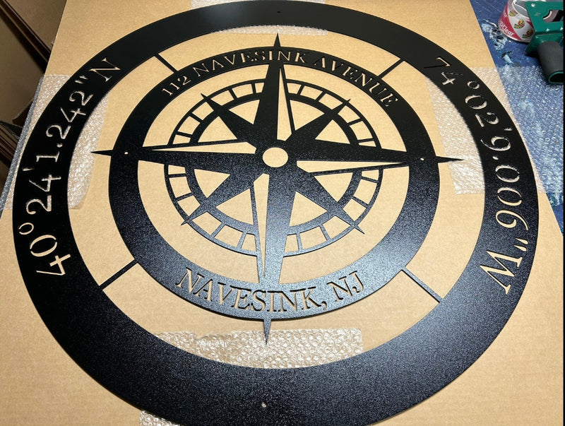 Metal Compass with Coordinates - American Aftermarkets Metalworks