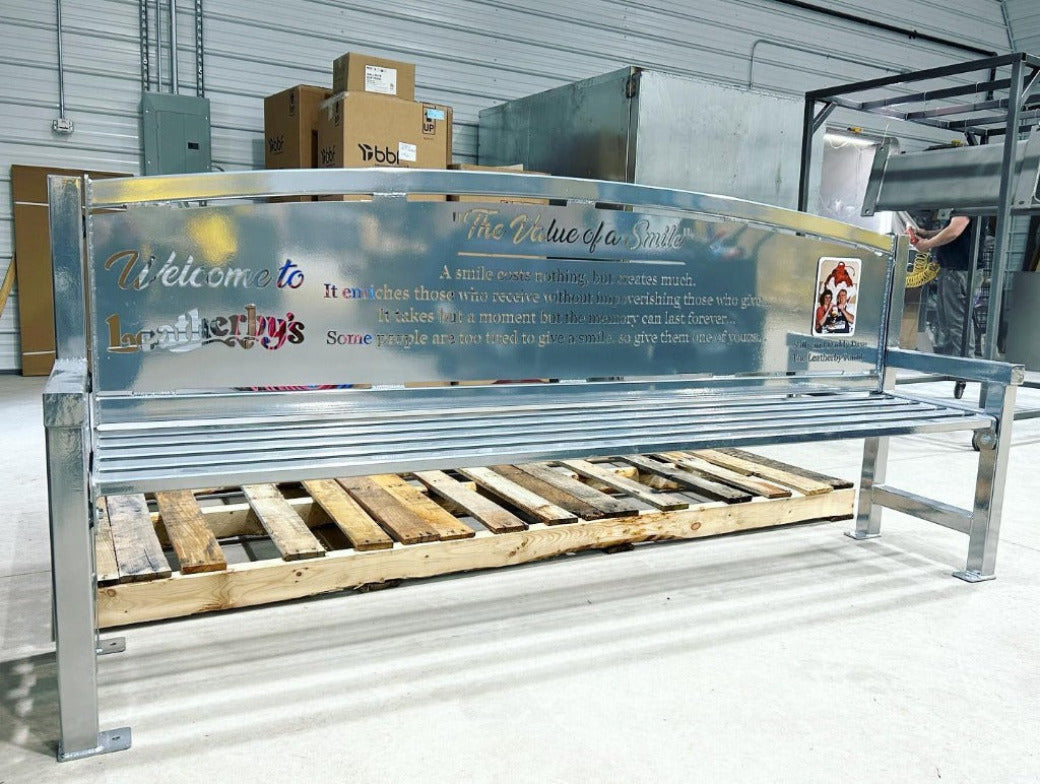 Business Logo Steel Bench | Custom Steel Bench Designs - American ...