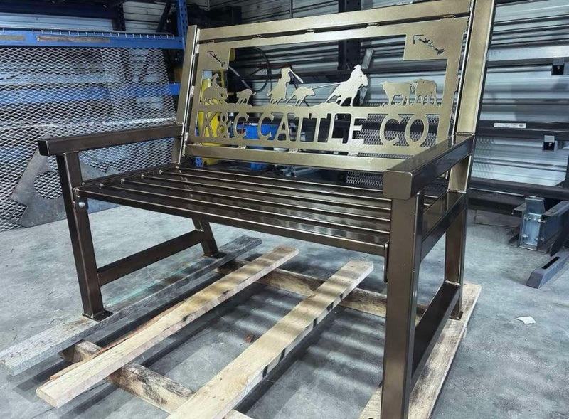 Business Logo Steel Bench | Custom Steel Bench Designs - American ...