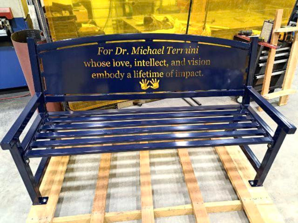 Business Logo Steel Bench | Custom Steel Bench Designs - American ...
