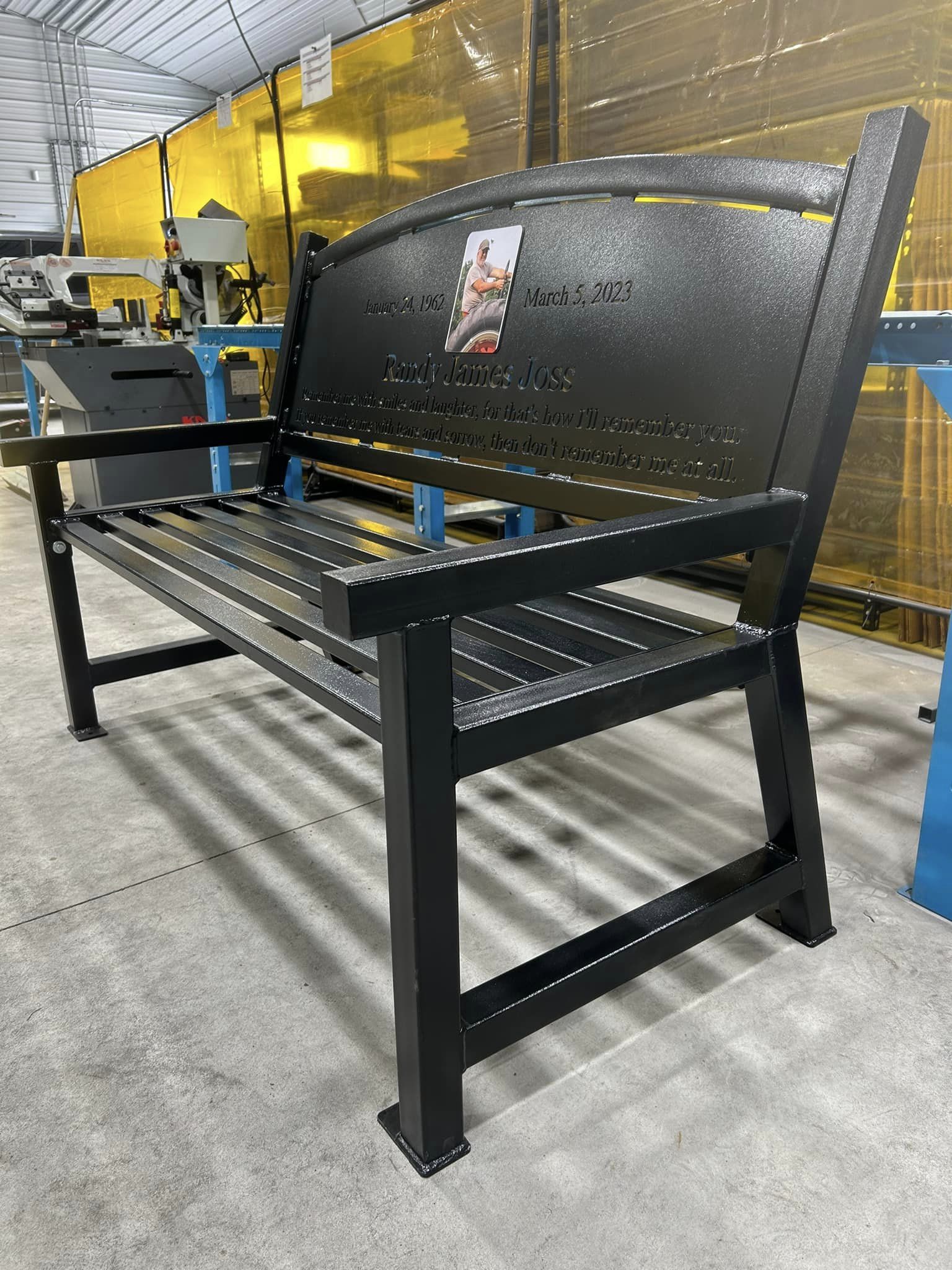 Memorial Bench with Picture | Custom Steel Bench Designs - American ...