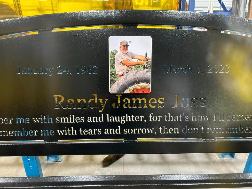 Memorial Bench with Picture | Custom Steel Bench Designs - American ...