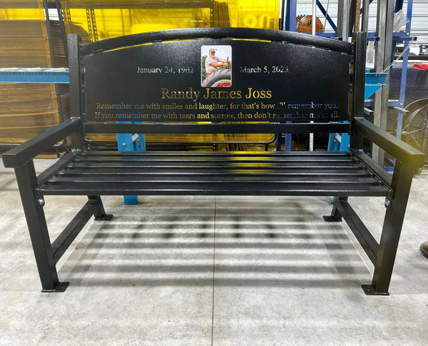 Memorial Bench with Picture | Custom Steel Bench Designs - American ...