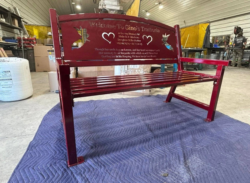 Business Logo Steel Bench | Custom Steel Bench Designs - American ...