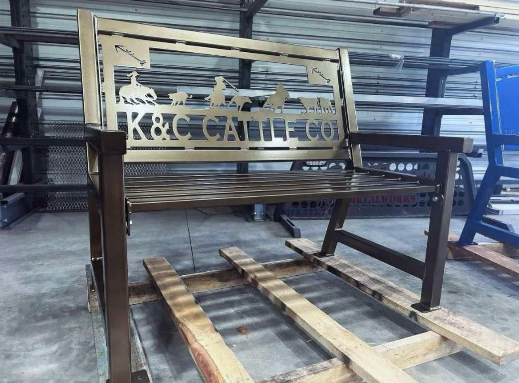 Business Logo Steel Bench | Custom Steel Bench Designs - American ...
