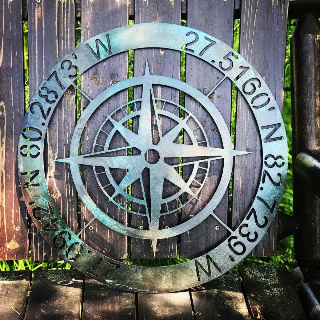Metal Compass with Coordinates - American Aftermarkets Metalworks