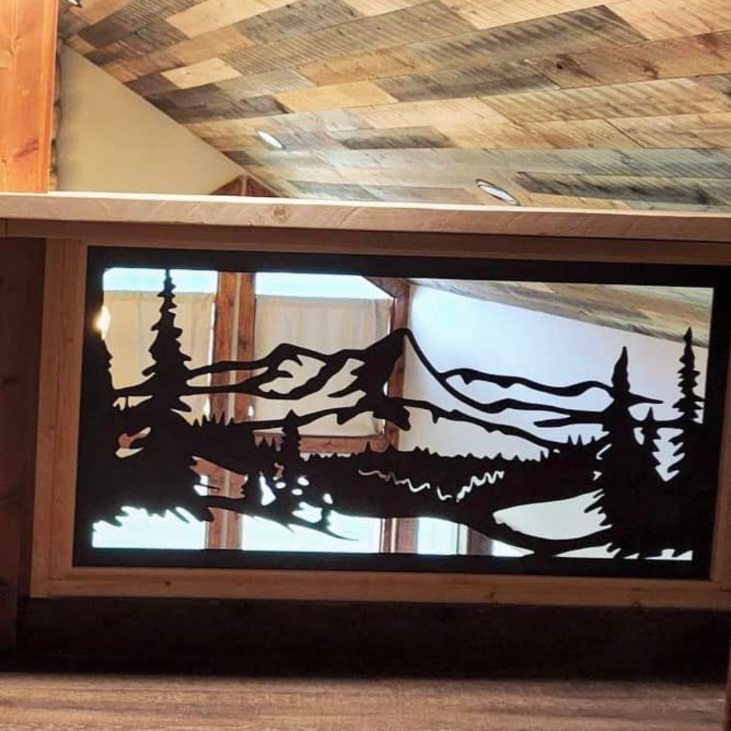 Mountain Decorative Steel Railing Insert | Metal Wildlife Railing ...