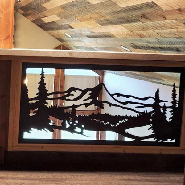 Mountain Decorative Steel Railing Insert | Metal Wildlife Railing ...