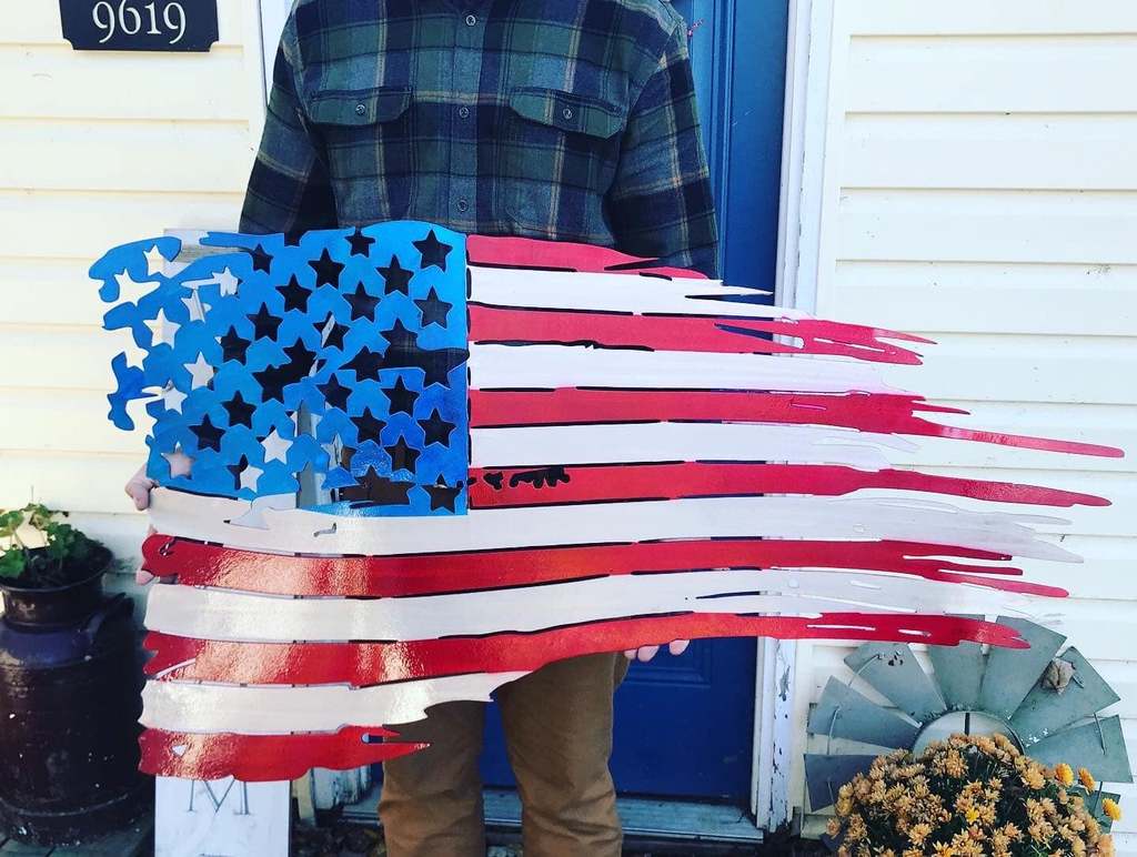 Torn & Tattered American Flag, Crafted with USA-made Aluminum ...
