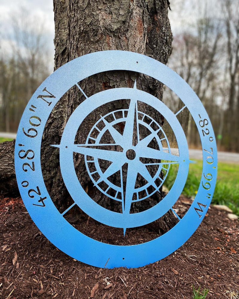 Metal Compass with Coordinates - American Aftermarkets Metalworks