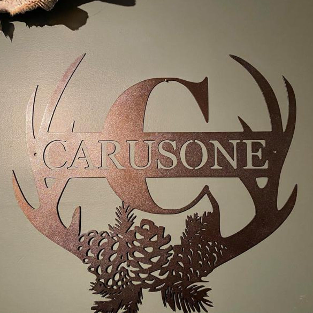 Personalized Antler Metal Sign - Family Name - Wall Decor - Custom Made ...