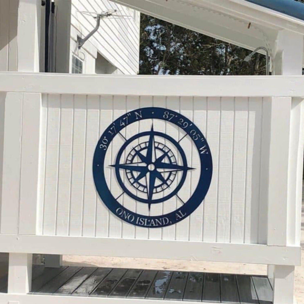 Metal Compass with Coordinates - American Aftermarkets Metalworks