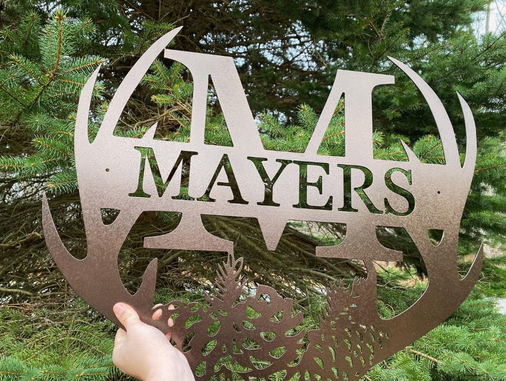 Personalized Antler Metal Sign - Family Name - Wall Decor - Custom Made ...