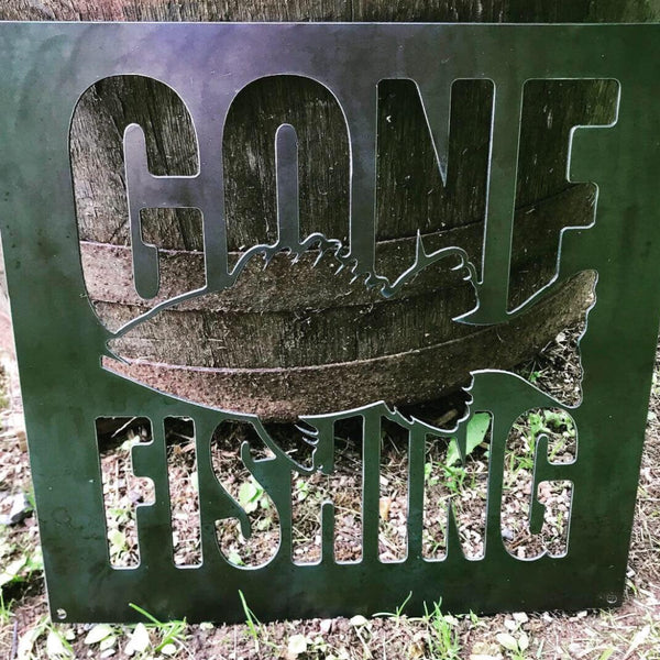 Gone Fishing Metal Sign - American Aftermarkets Metalworks