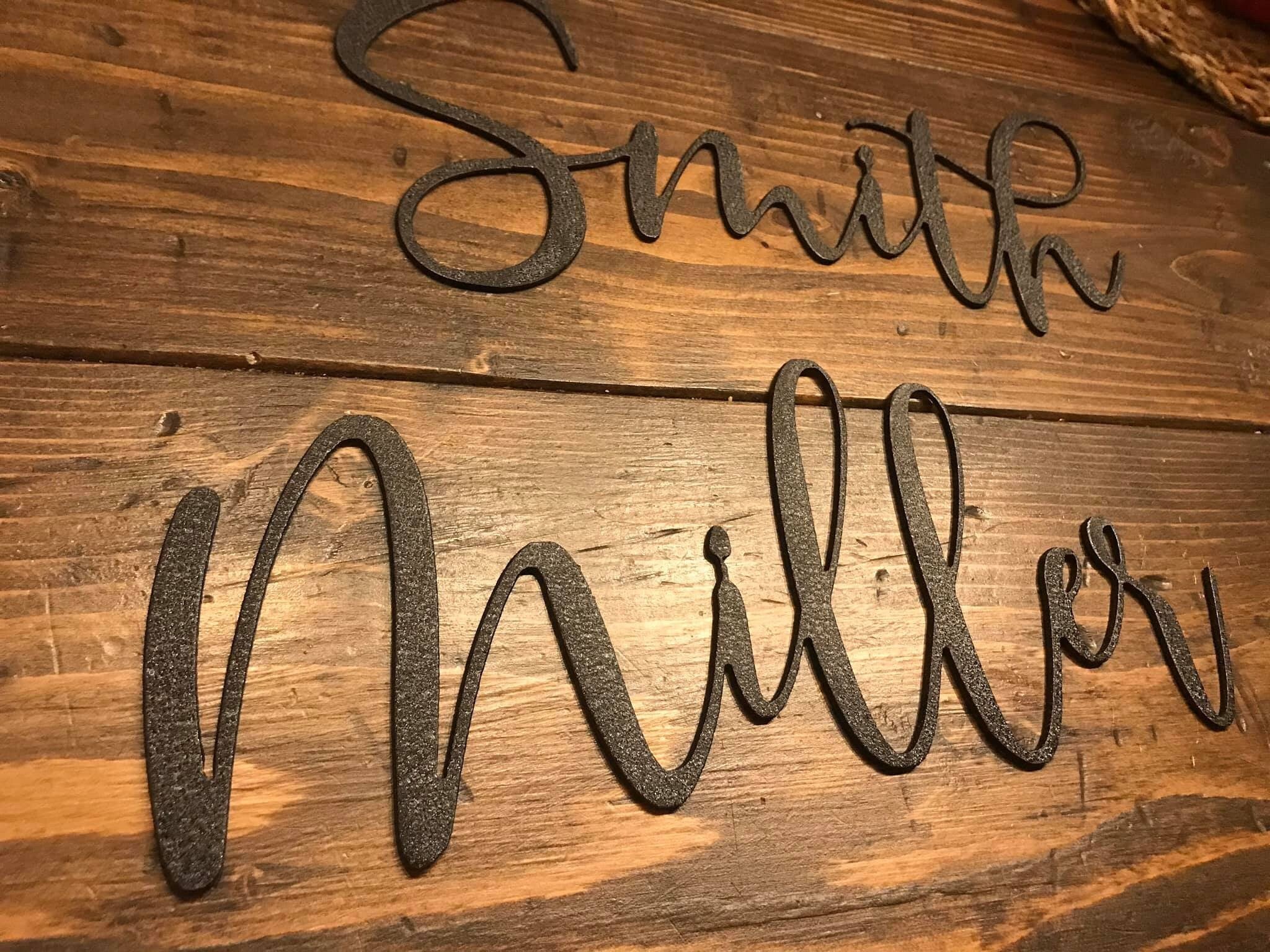 Cursive Custom Metal Name - American Aftermarkets Metalworks