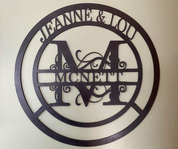 Round Personalized Metal Monogram Sign - American Aftermarkets Metalworks