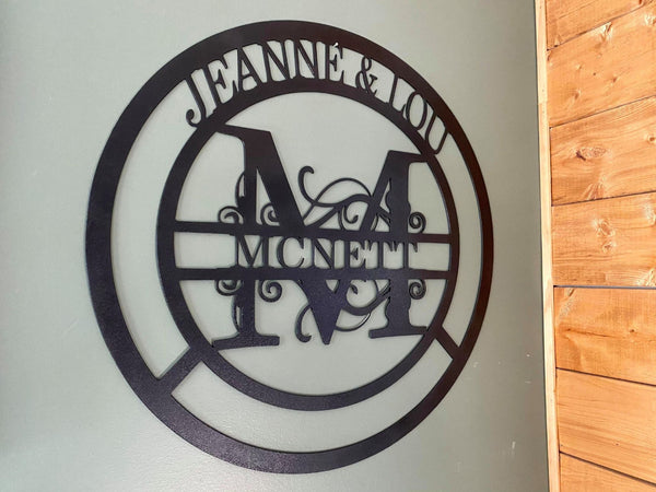 Round Personalized Metal Monogram Sign - American Aftermarkets Metalworks