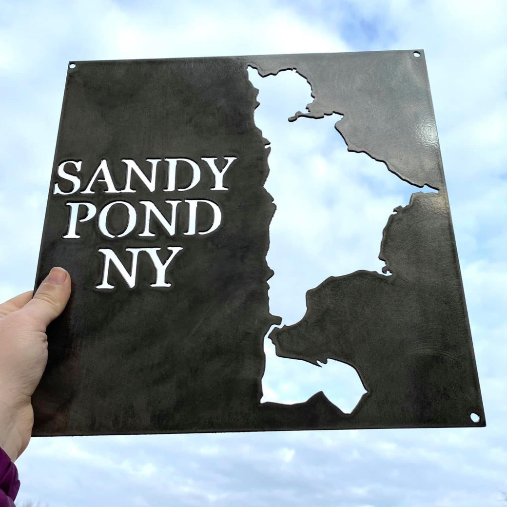 Lake Outline Metal Sign, Personalized - American Aftermarkets Metalworks