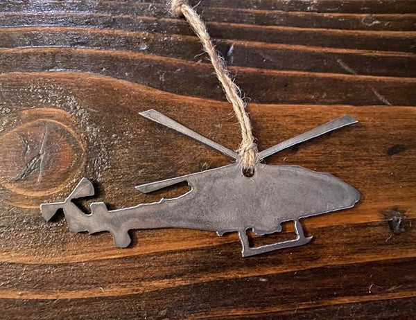 Metal Apache Helicopter Ornament - American Aftermarkets Metalworks