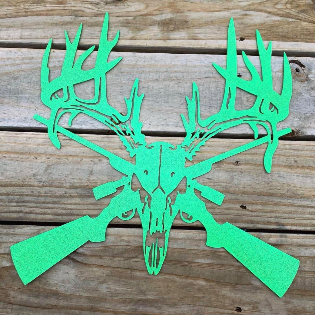 Metal Deer Skull and Gun Sign - American Aftermarkets Metalworks