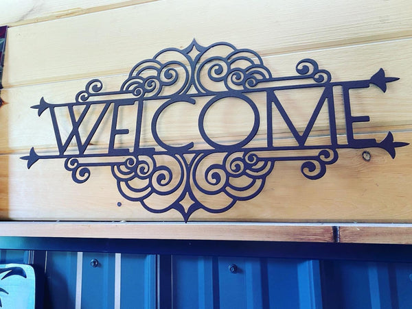 Welcome Sign With Scroll Design - American Aftermarkets Metalworks