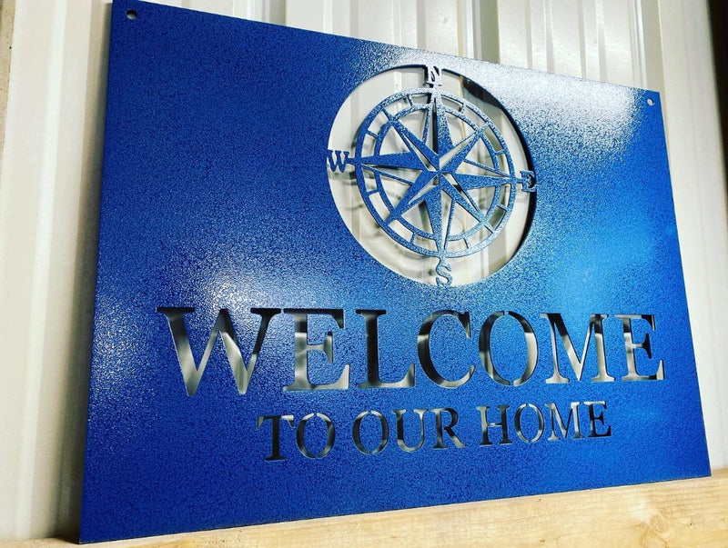 Personalized Welcome Metal Compass Sign - American Aftermarkets Metalworks