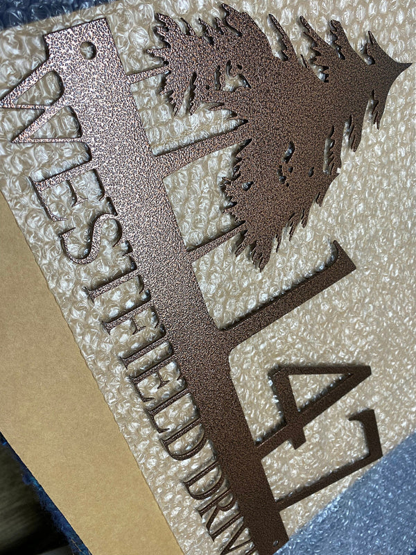 Pine Tree House Number Sign - American Aftermarkets Metalworks