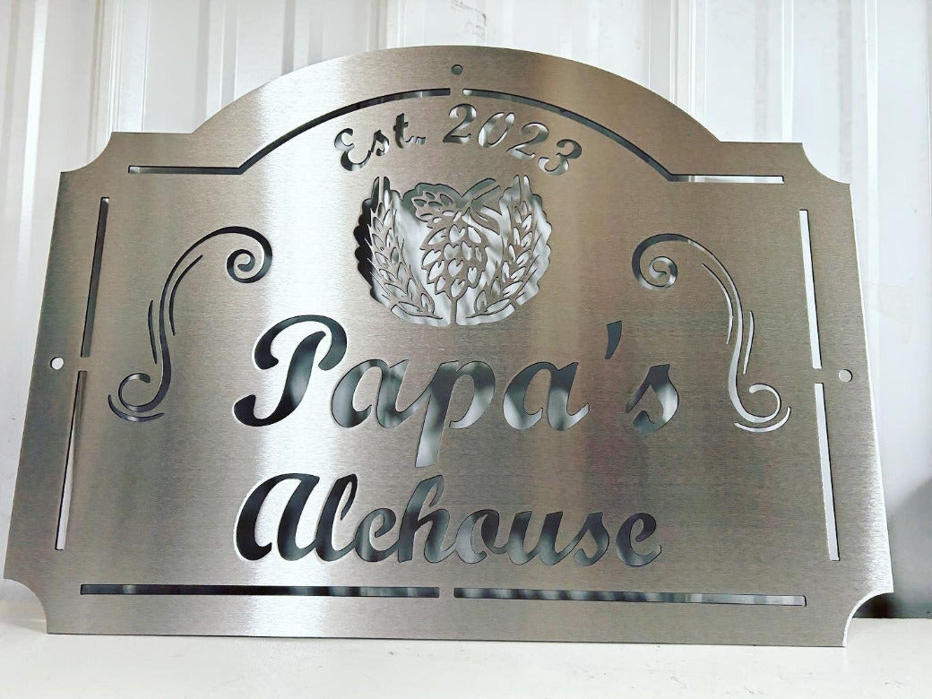 Alehouse Steel Bar Sign, Personalized - American Aftermarkets Metalworks