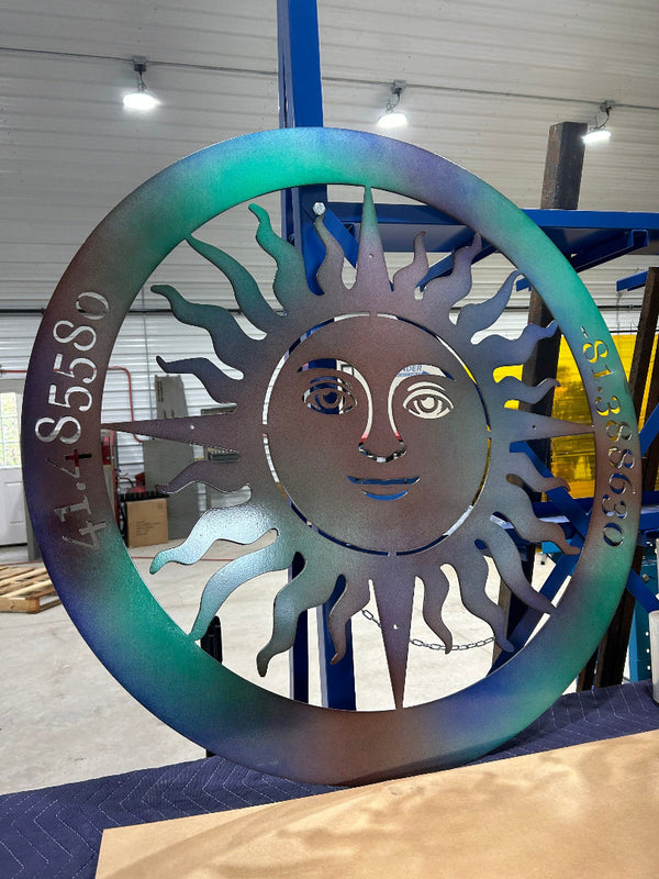 Custom Metal Sun Compass with Coordinates - American Aftermarkets ...