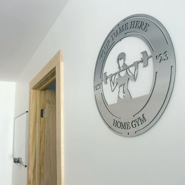 Woman Weight Lifting Gym Sign - American Aftermarkets Metalworks