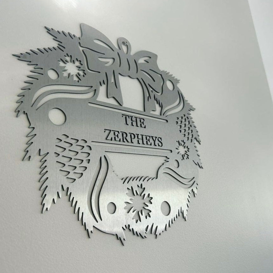 Christmas Wreath Metal Sign - American Aftermarkets Metalworks